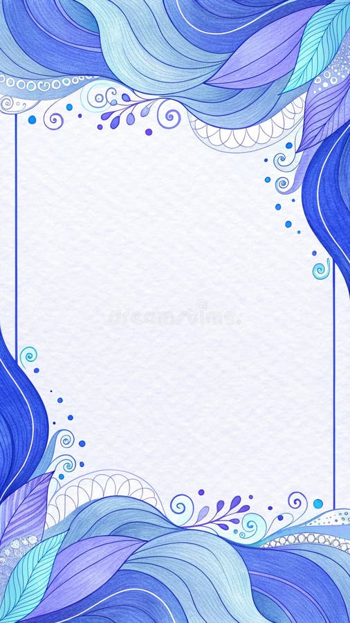 Fluid Abstract Border Design with Paper Texture and Dreamy Blues ...