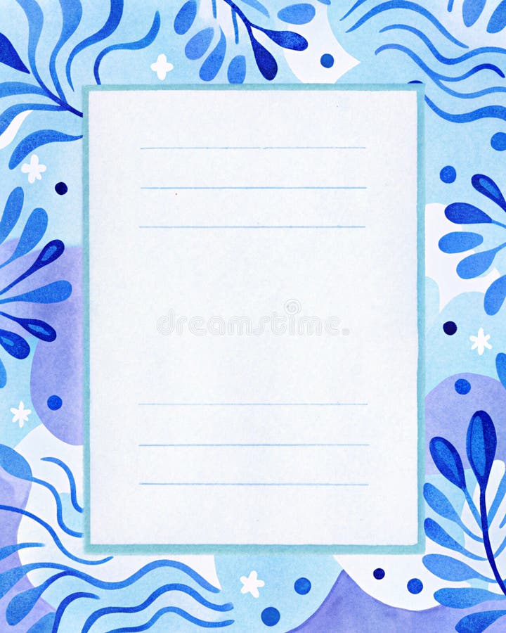 Fluid Abstract Border Design with Paper Texture and Dreamy Blues ...
