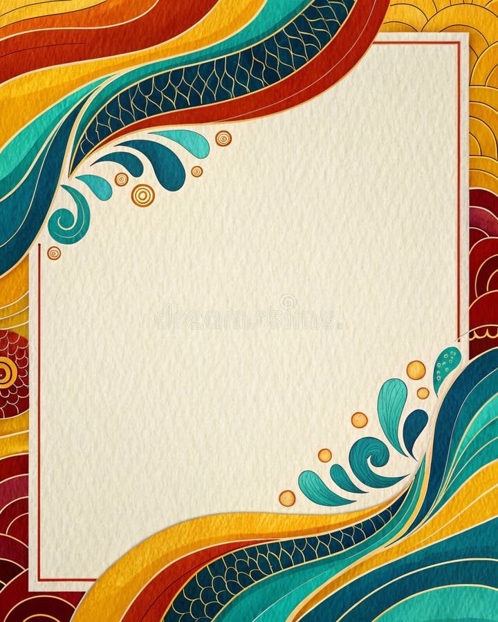 Fluid Abstract Border Design with Paper Texture and Earthy Vibrance ...