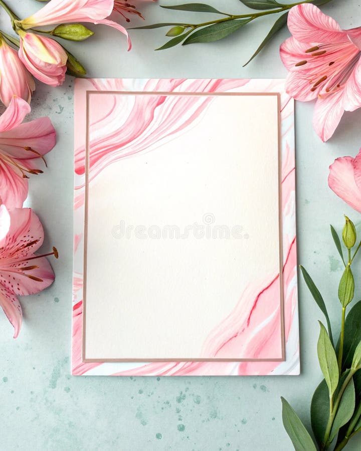 Fluid Abstract Border Design with Paper Texture and Blush Harmony ...
