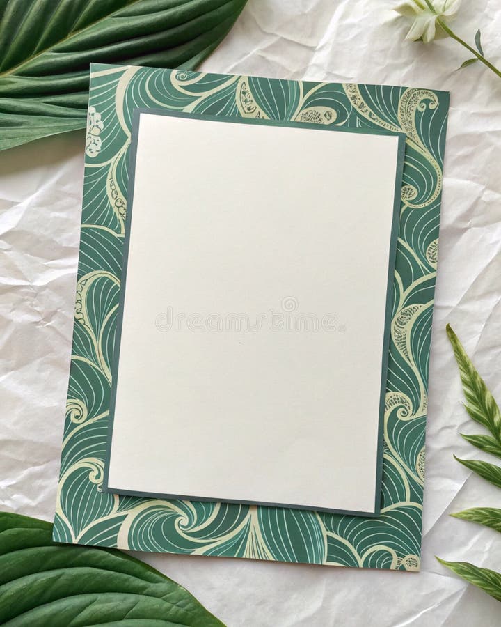 Fluid Abstract Border Design with Paper Texture and Forest Hues Palette ...