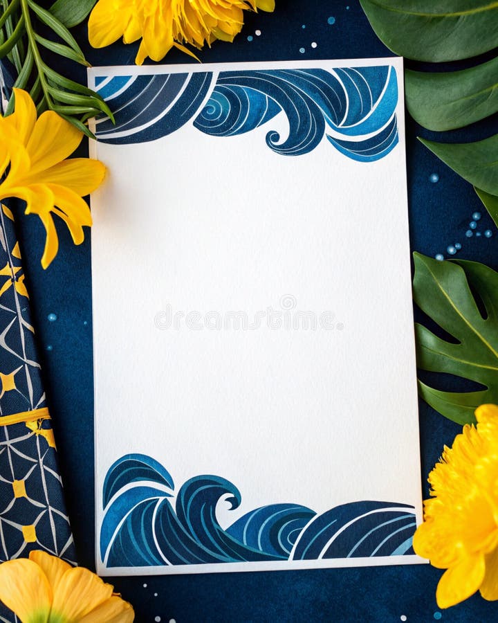 Fluid Abstract Border Design with Paper Texture and Midnight Gold ...
