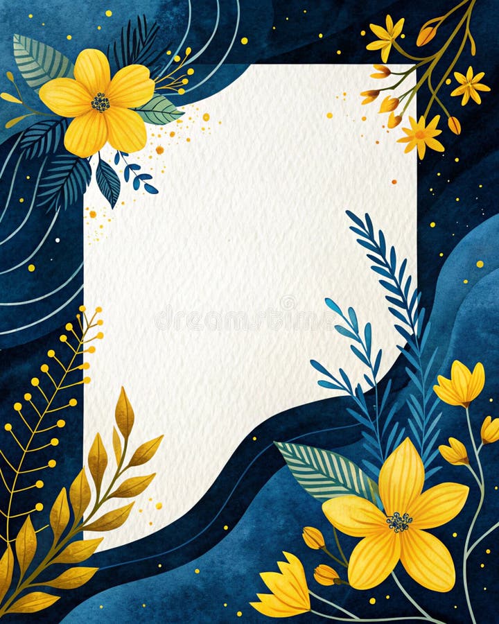 Fluid Abstract Border Design with Paper Texture and Midnight Gold ...