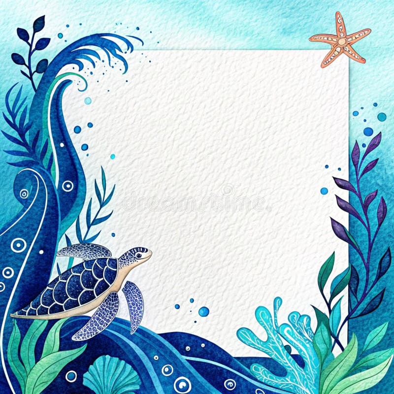 Fluid Abstract Border Design with Paper Texture and Ocean Breeze ...
