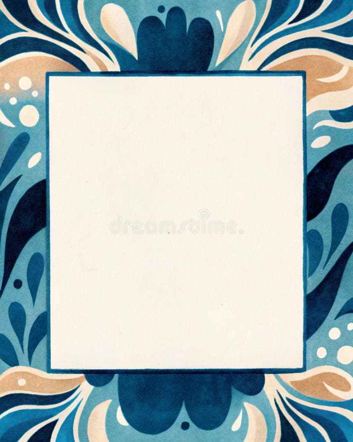 Fluid Abstract Border Design with Paper Texture and Ocean Depths ...