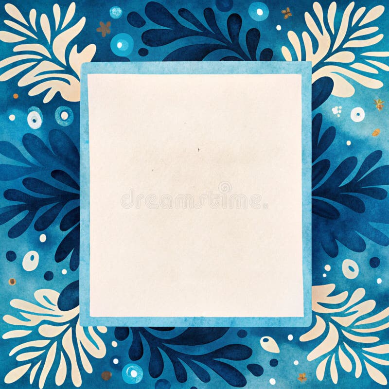 Fluid Abstract Border Design with Paper Texture and Ocean Depths ...