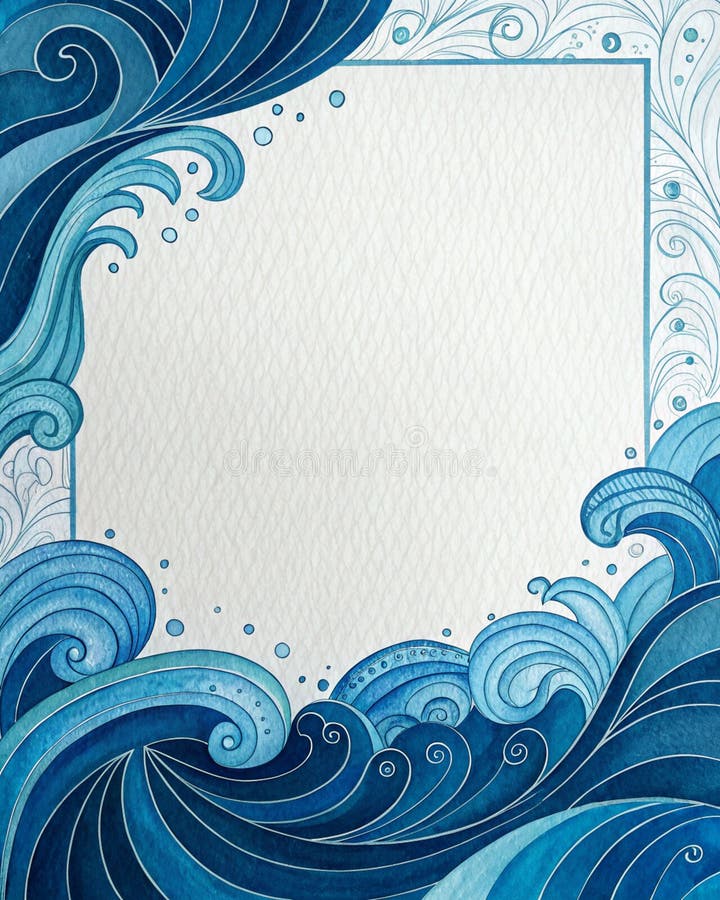 Fluid Abstract Border Design with Paper Texture and Ocean Depths ...