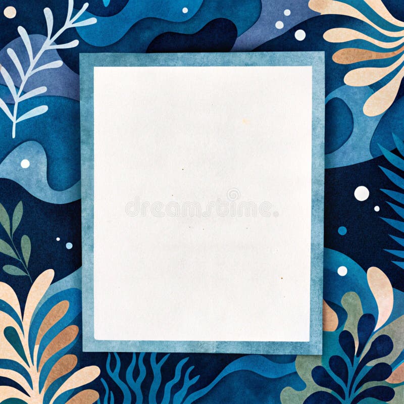 Fluid Abstract Border Design with Paper Texture and Ocean Depths ...