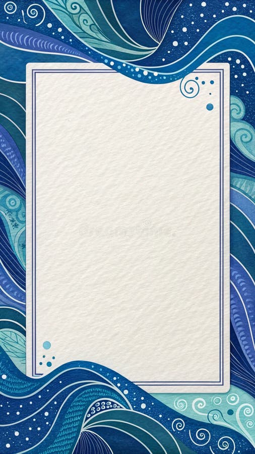 Fluid Abstract Border Design with Paper Texture and Ocean Depths ...