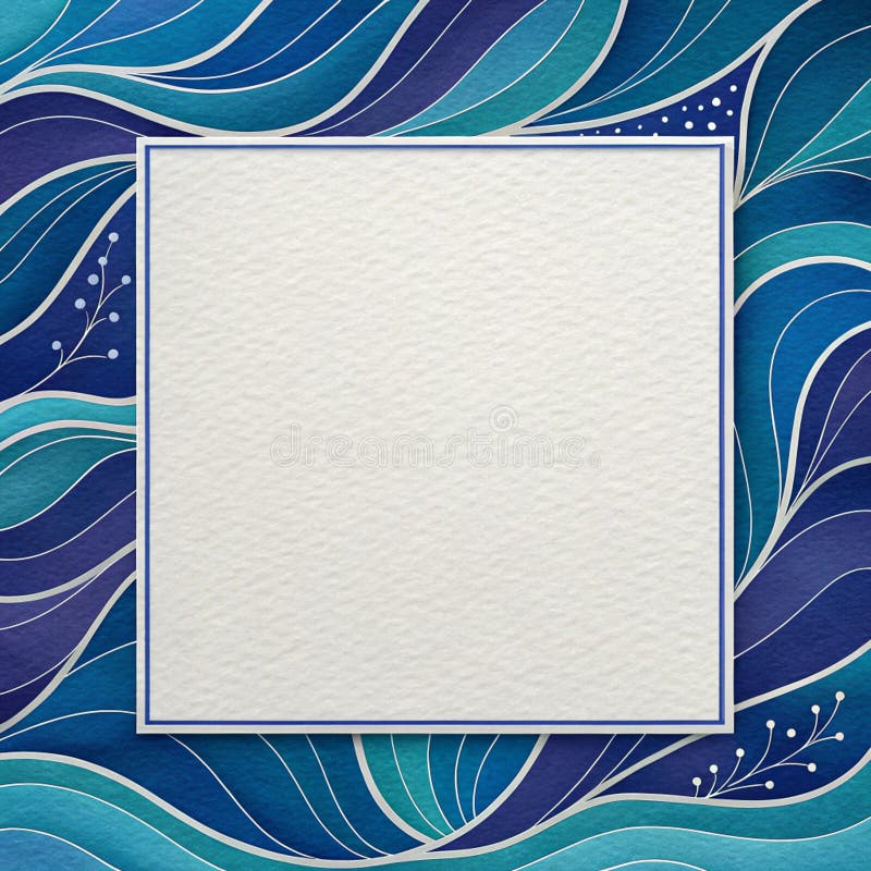 Fluid Abstract Border Design with Paper Texture and Ocean Depths ...