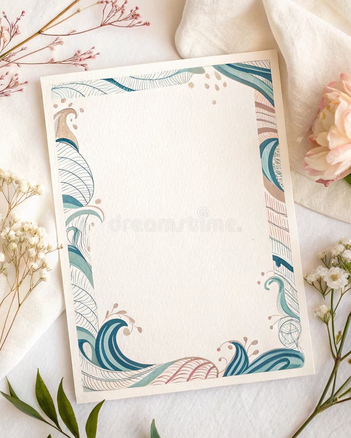 Fluid Abstract Border Design with Paper Texture and Soft Neutrals ...