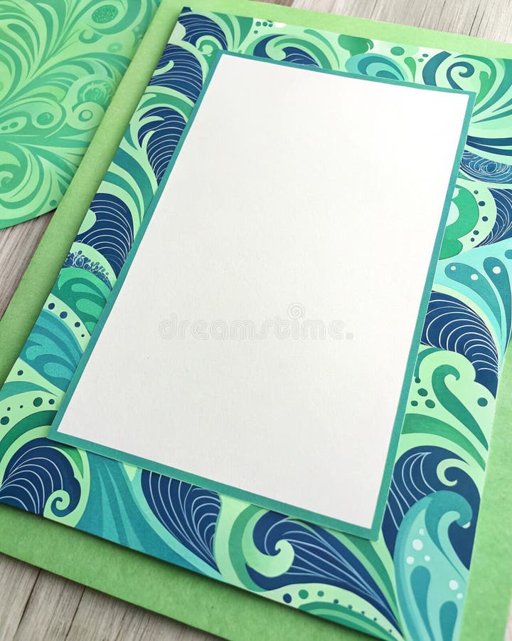 Fluid Abstract Border Design with Paper Texture and Tropical Lagoon ...