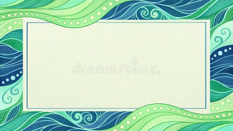 Fluid Abstract Border Design with Paper Texture and Tropical Lagoon ...