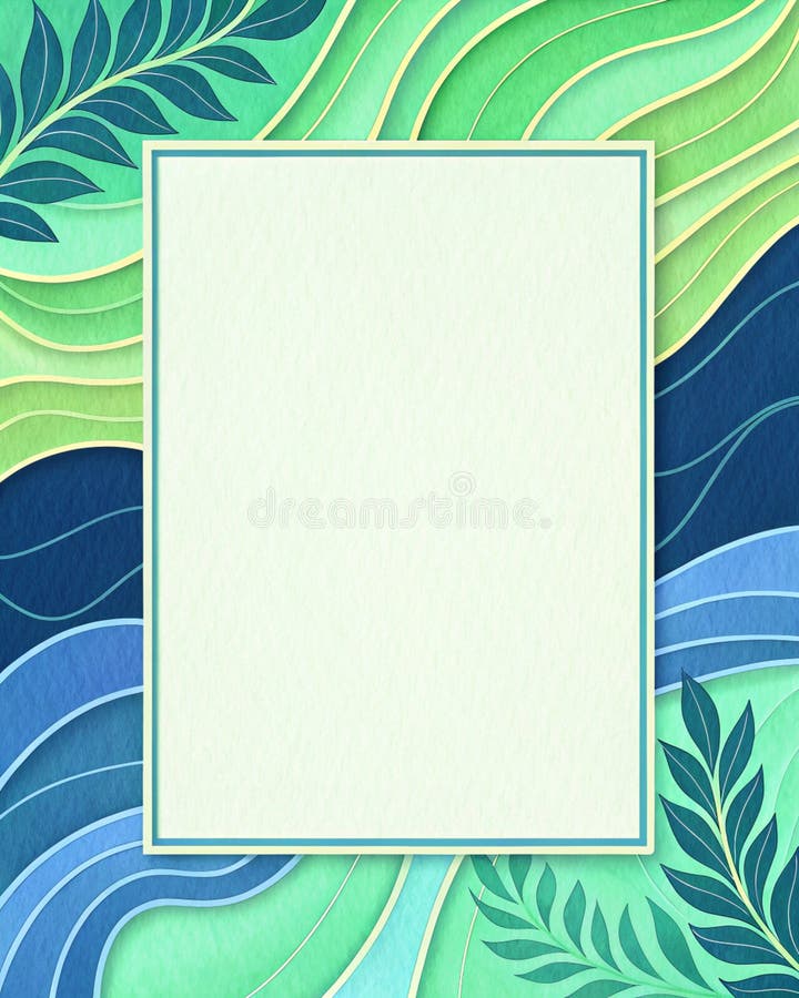 Fluid Abstract Border Design with Paper Texture and Tropical Lagoon Palette Stock Photo - Image ...