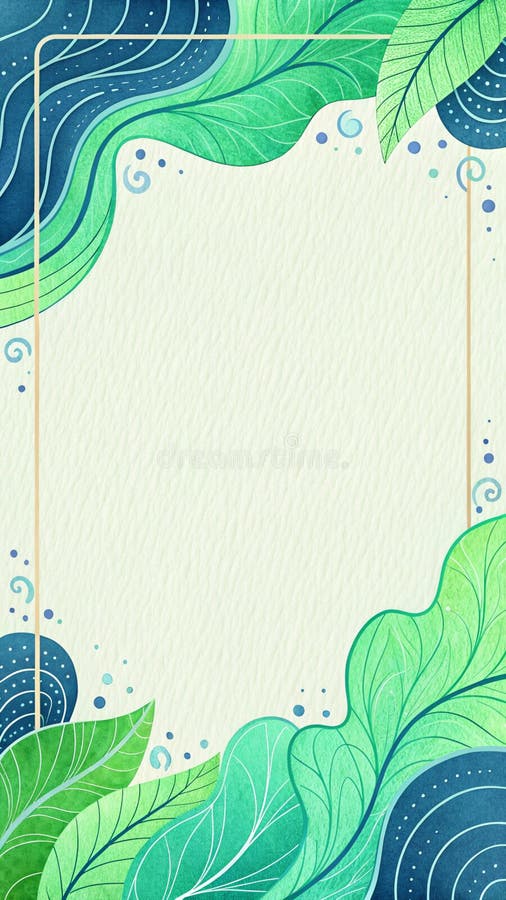 Fluid Abstract Border Design with Paper Texture and Tropical Lagoon ...