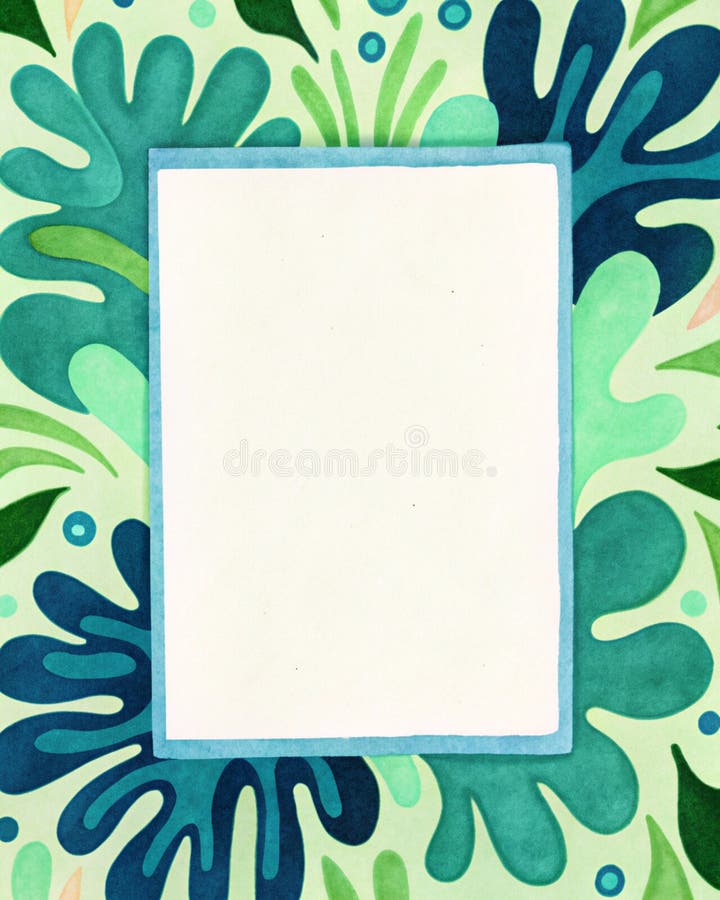 Fluid Abstract Border Design with Paper Texture and Tropical Lagoon ...