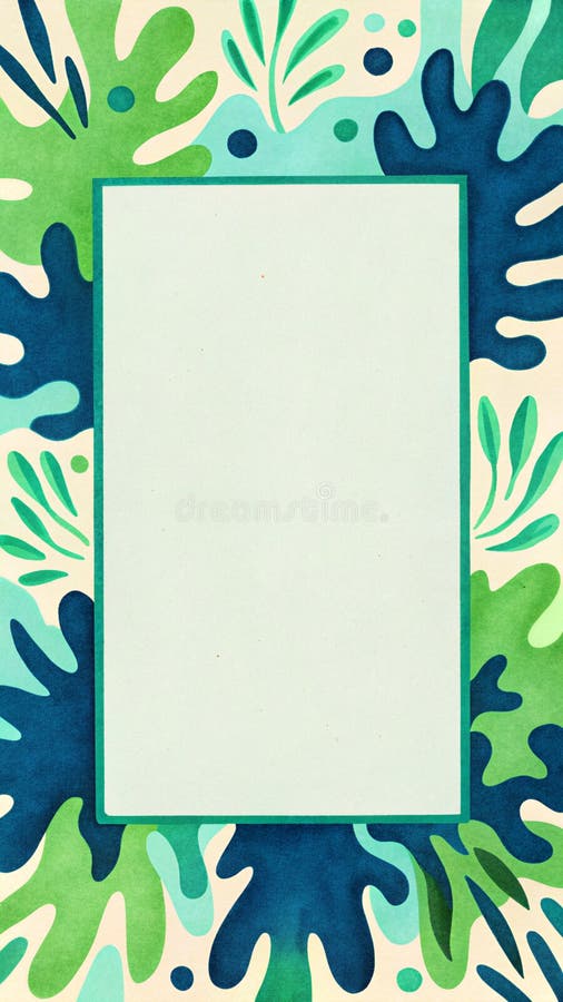 Fluid Abstract Border Design with Paper Texture and Tropical Lagoon ...
