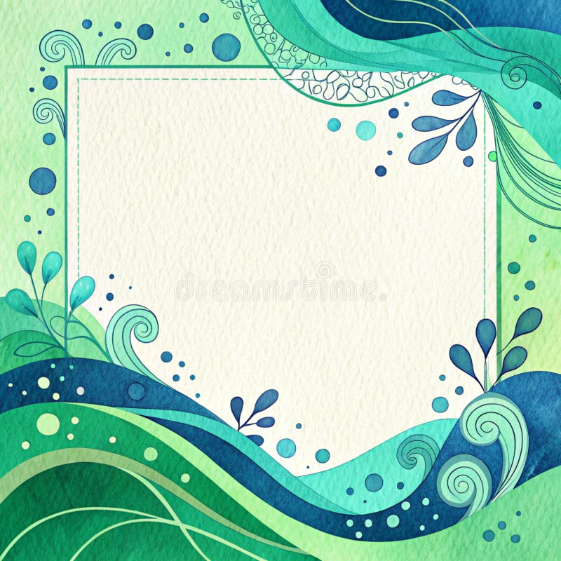 Fluid Abstract Border Design with Paper Texture and Tropical Lagoon ...