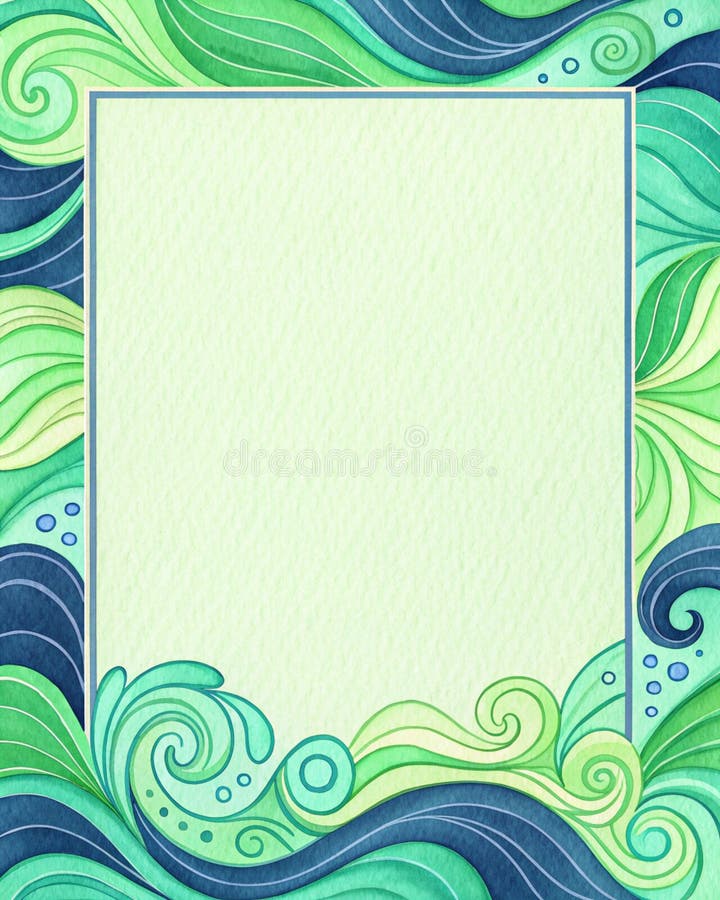 Fluid Abstract Border Design with Paper Texture and Tropical Lagoon ...