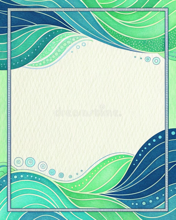 Fluid Abstract Border Design with Paper Texture and Tropical Lagoon ...
