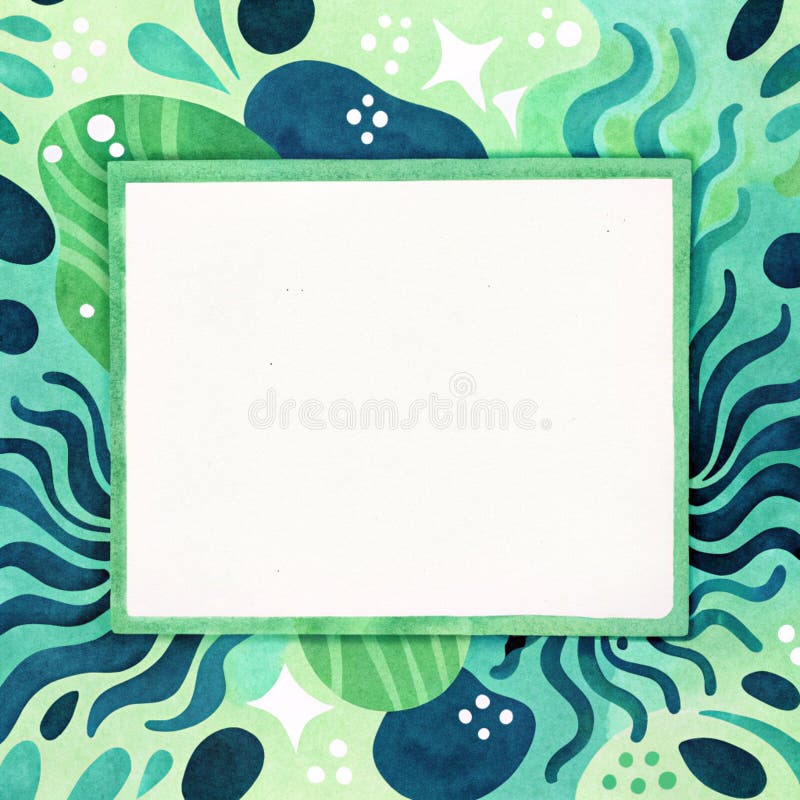 Fluid Abstract Border Design with Paper Texture and Tropical Lagoon ...