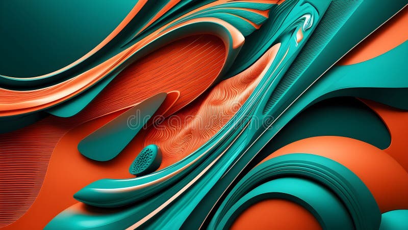 Dynamic 4K Abstract Wallpaper: Vibrant Teal and Orange Shapes in Fluid ...