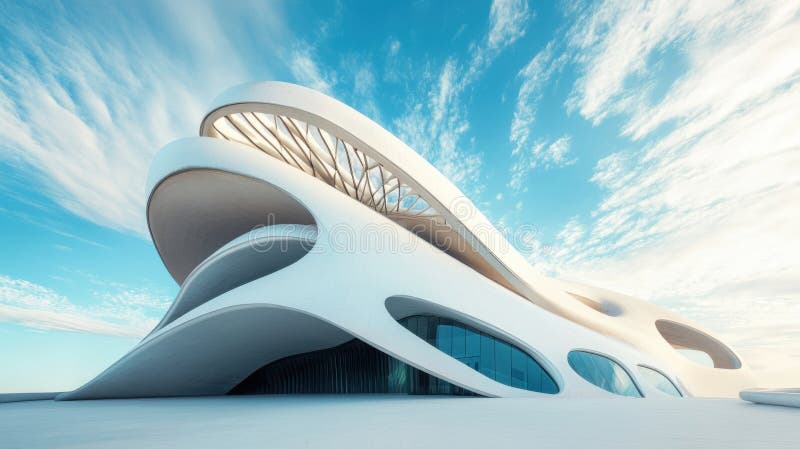 Fluid Architectural Design Under a Blue Sky. AI Generated Stock ...