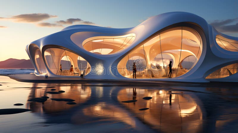 A Fluid Architectural Project Inspired Like Waves in Nature Stock ...