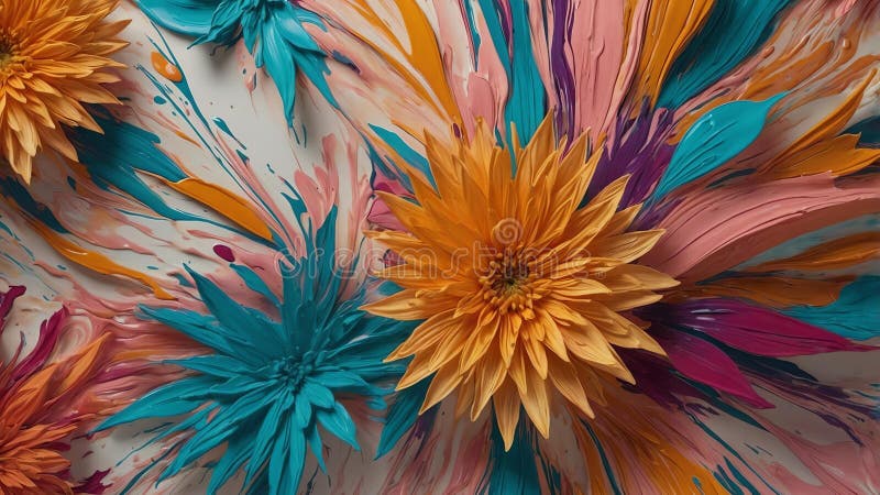 Fluid Art of Floral Burst Flat Surface Backgr Ai Generated Stock ...