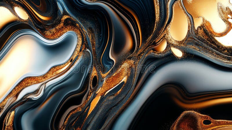 Fluid Art with Soft Wavy Patterns and Elegant Golden Accents on Display ...