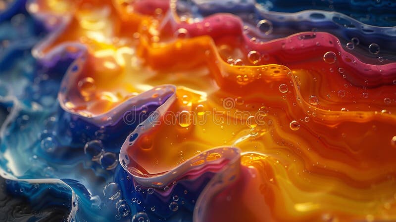 A Fluid Art Video with an Abstract Acrylic Texture and Colorful Waves ...