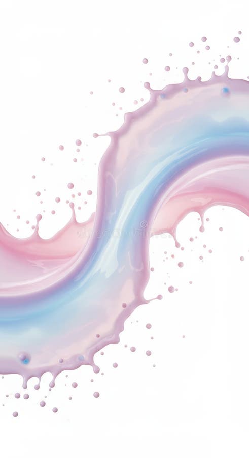 Fluid Artistic Swirl in Pastel Colors with Splashes on White Background ...