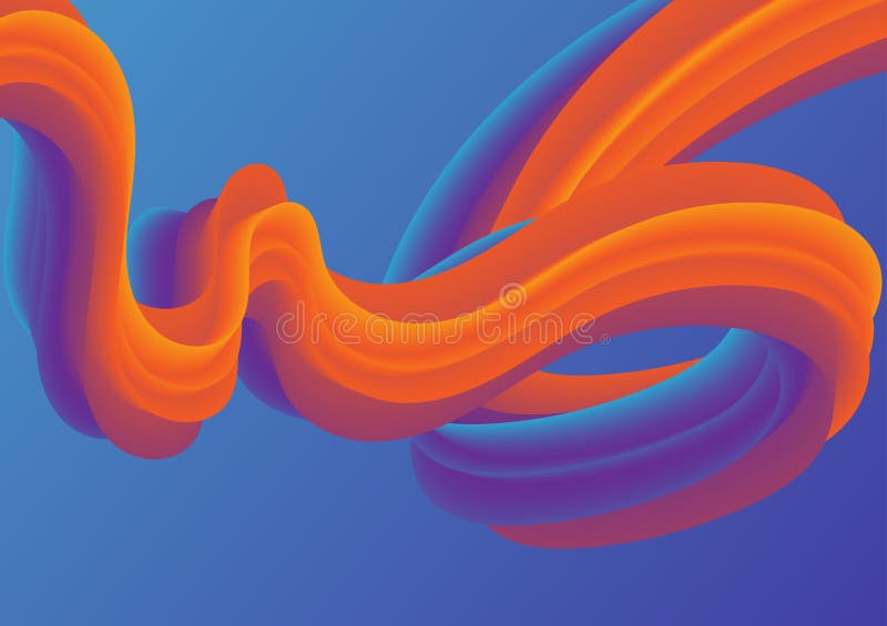 Abstract Background Fluid Orange Blue Lines Moving Freely Beautiful ...