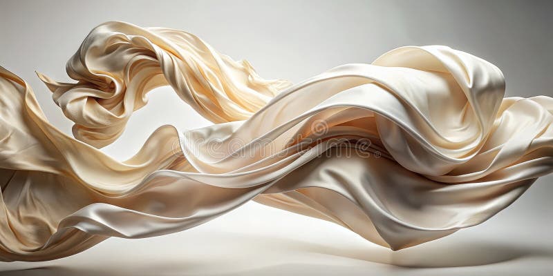 Fluid Beige Silk 3D Render, Abstract Flow Stock Illustration ...