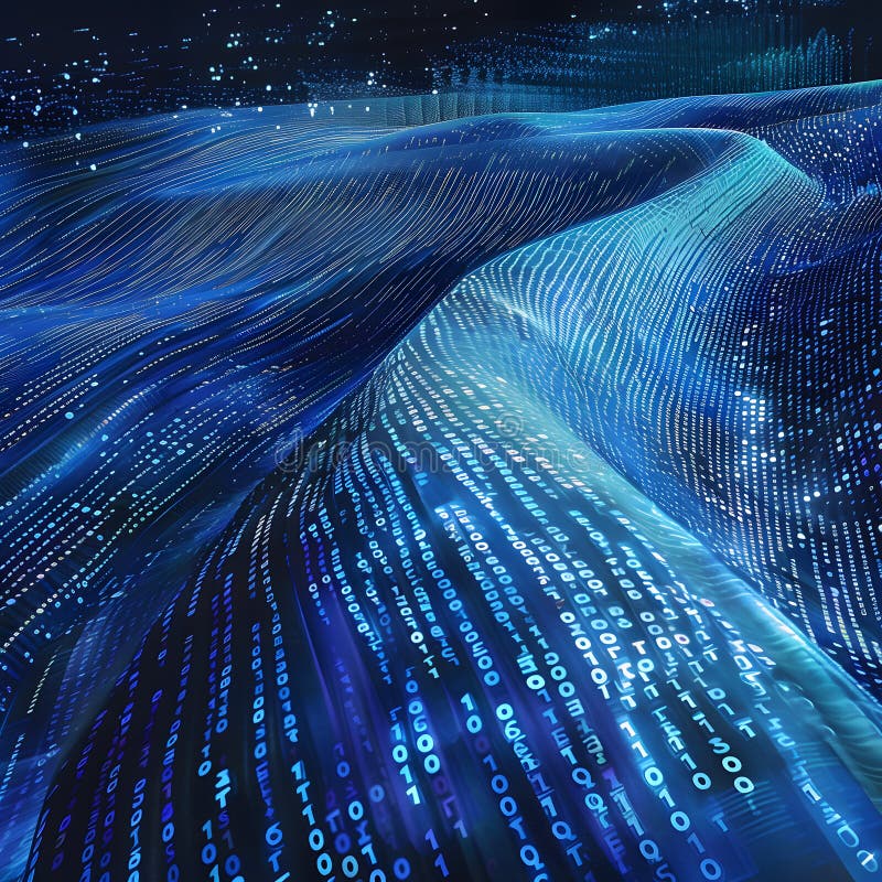 Fluid Binary Code Stream stock illustration. Illustration of ...