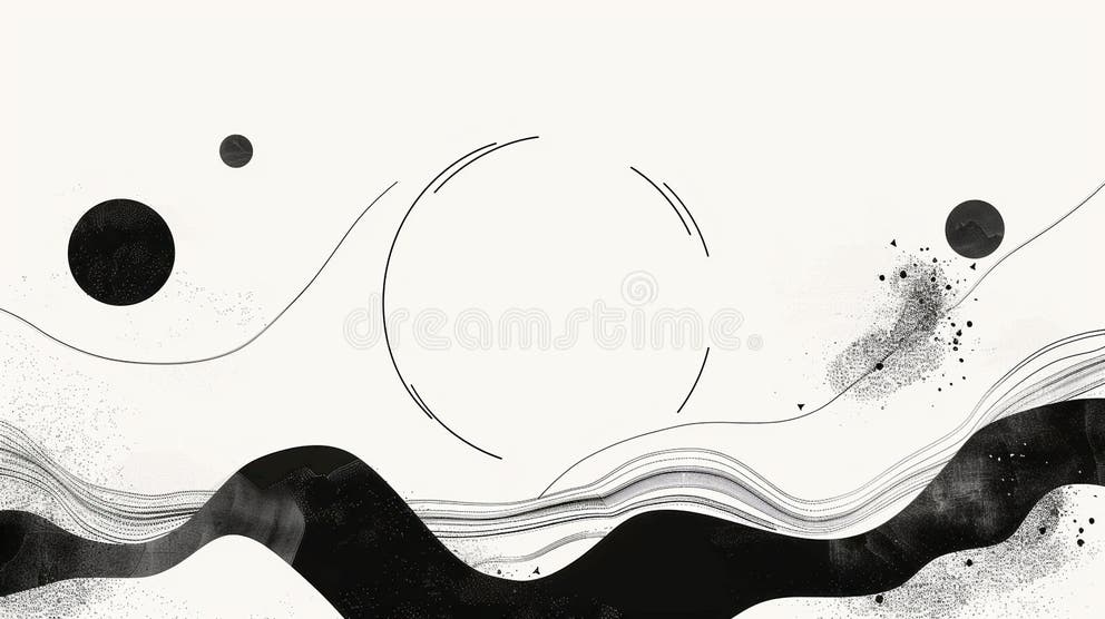 Fluid Black and White Abstract Art Showcasing Waves and Celestial Forms ...