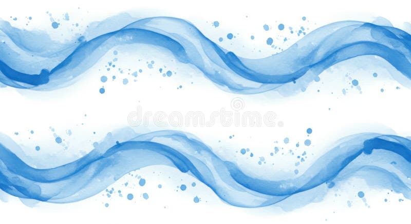 Fluid Blue Watercolor Strokes with Paint Drops, Wave Pattern Stock ...