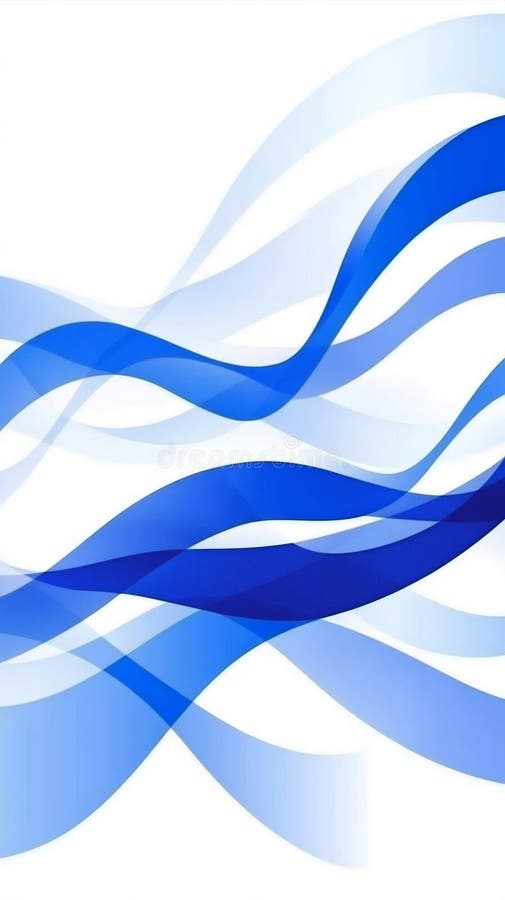 Fluid Blue Waves Curving, Blending Softly Against Pristine White ...