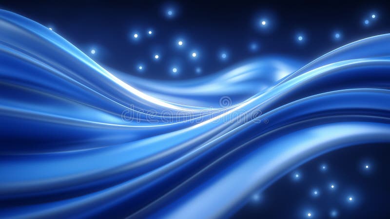 Fluid Blue Waves Ripple Across a Dark Background with Luminous ...