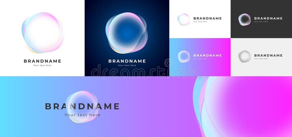 Fluid Bubble AI Logo Set. Abstract Amorphous Gradient Transparency ...