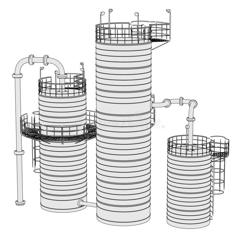 Fluid Catalytic Cracker stock illustration. Illustration of refinery ...