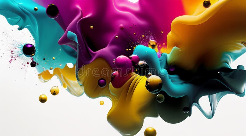 Fluid Color Splash Yellow Pink Cyan Blue Stock Illustration ...