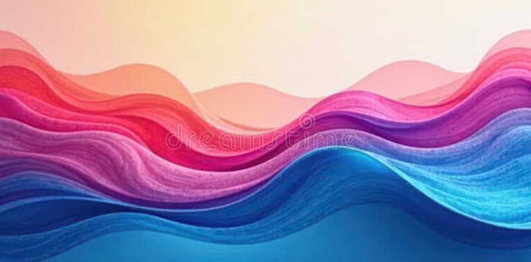 Fluid, Colorful Wave Forms; Soft Gradients Create Gentle Undulations ...