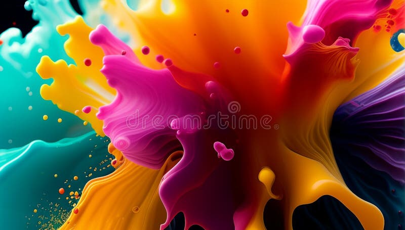 Fluid Colors Splash Closeup Paint Explosion Wallpaper Stock ...