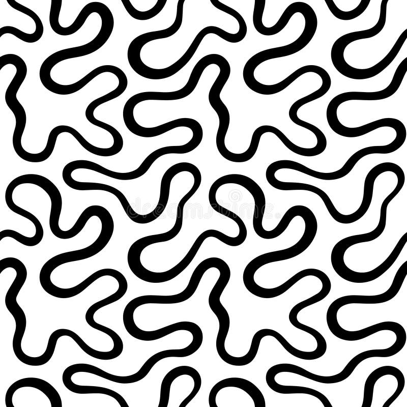 Fluid, Curved Endless Line, Wriggling Stripe Seamless Repeat Vector ...
