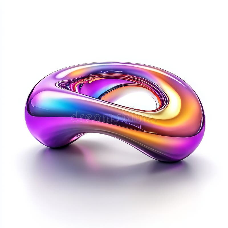 A Fluid 3D Chrome Neon Shape with a Liquid Metallic Form, Isolated on a ...