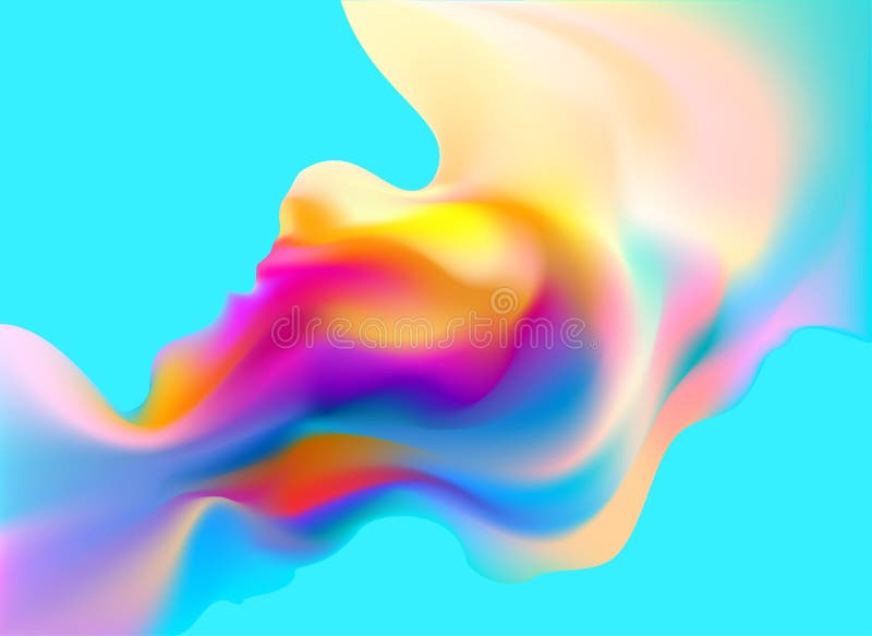 Fluid 3D Object. Colorful Liquid Element on Blue Background Stock ...