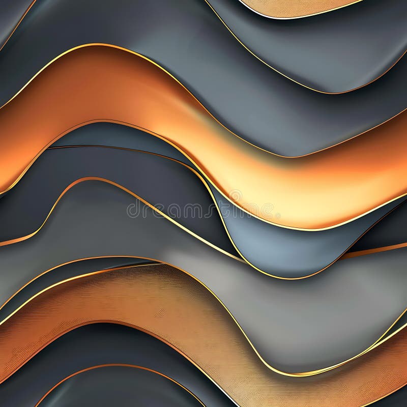 Fluid 3D Seamless Tile in Black, Grey, Yellow and Gold Stock ...