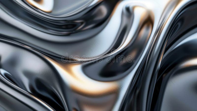 Fluid Dance of Liquid Metal Waves in Abstraction Stock Illustration ...