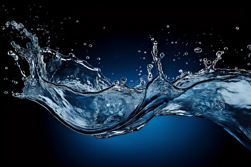 Fluid Dance of Water Drops on Deep Blue Stock Image - Image of ...